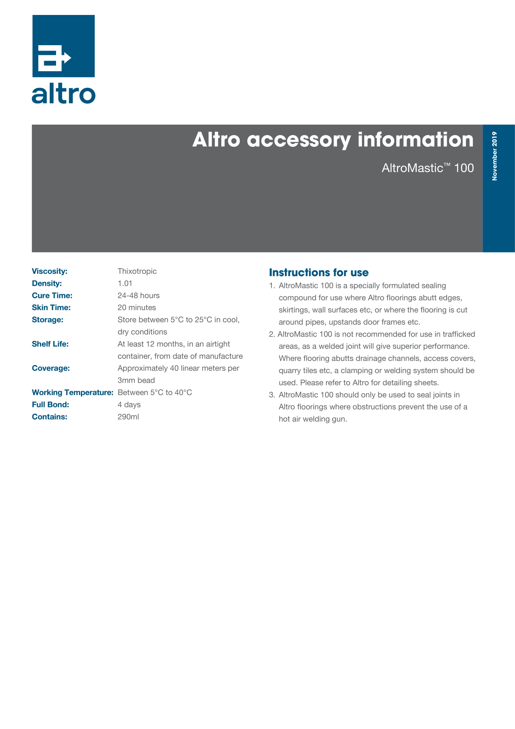 Coloured Mastic - Blue A1M71 | Safety Flooring UK