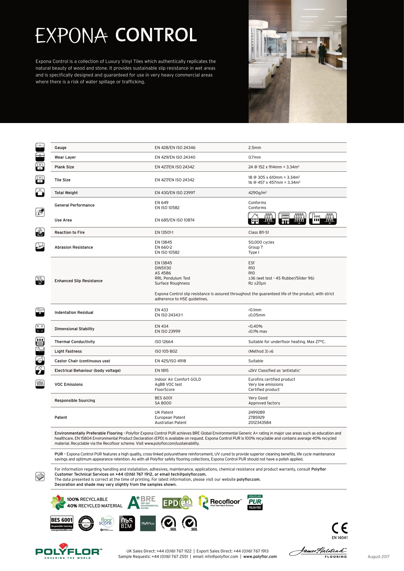 Polyflor Expona Control - Warm Grey Concrete | Safety Flooring UK