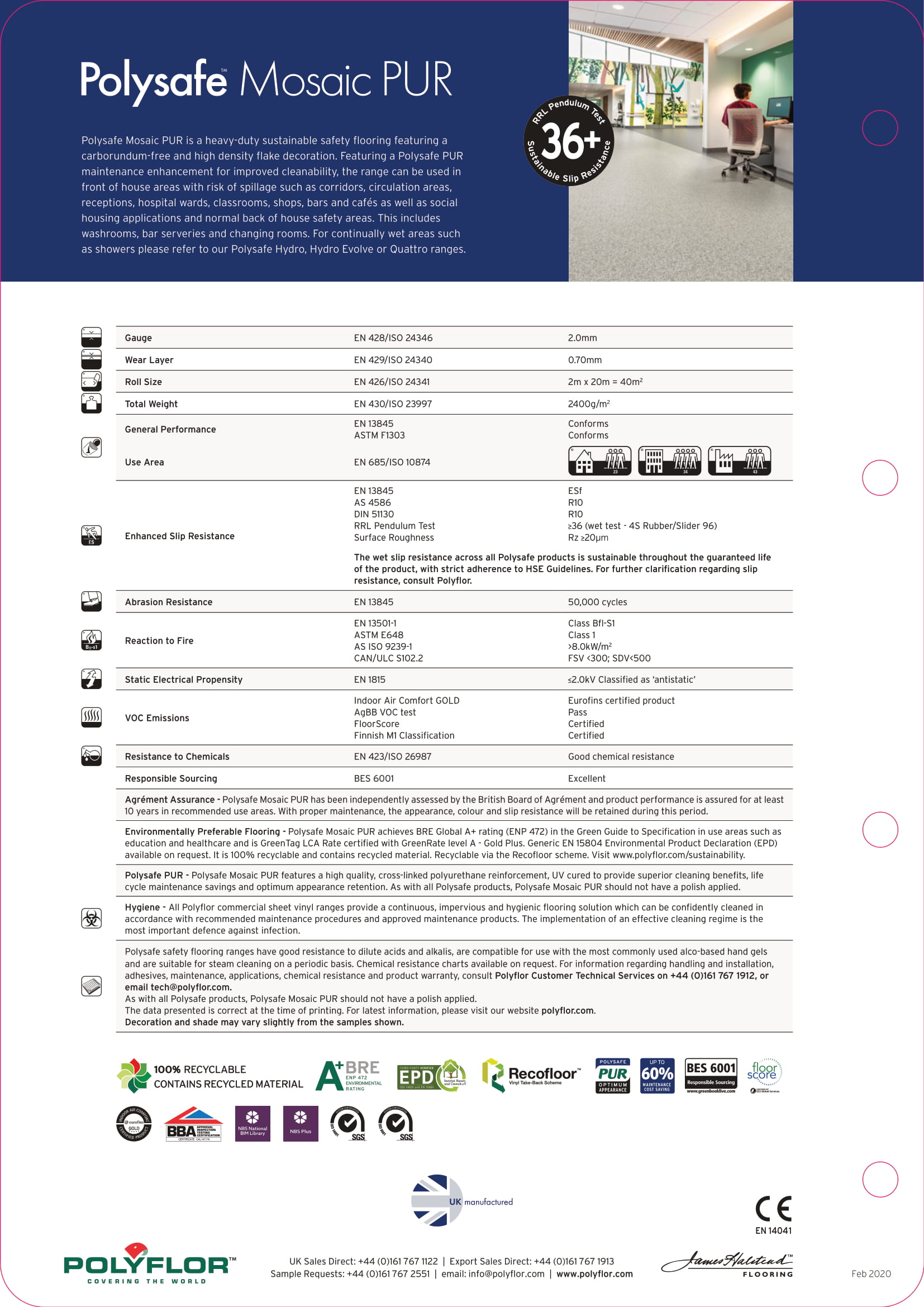 Polysafe Mosaic from Polyflor - Akoya | Safety Flooring UK