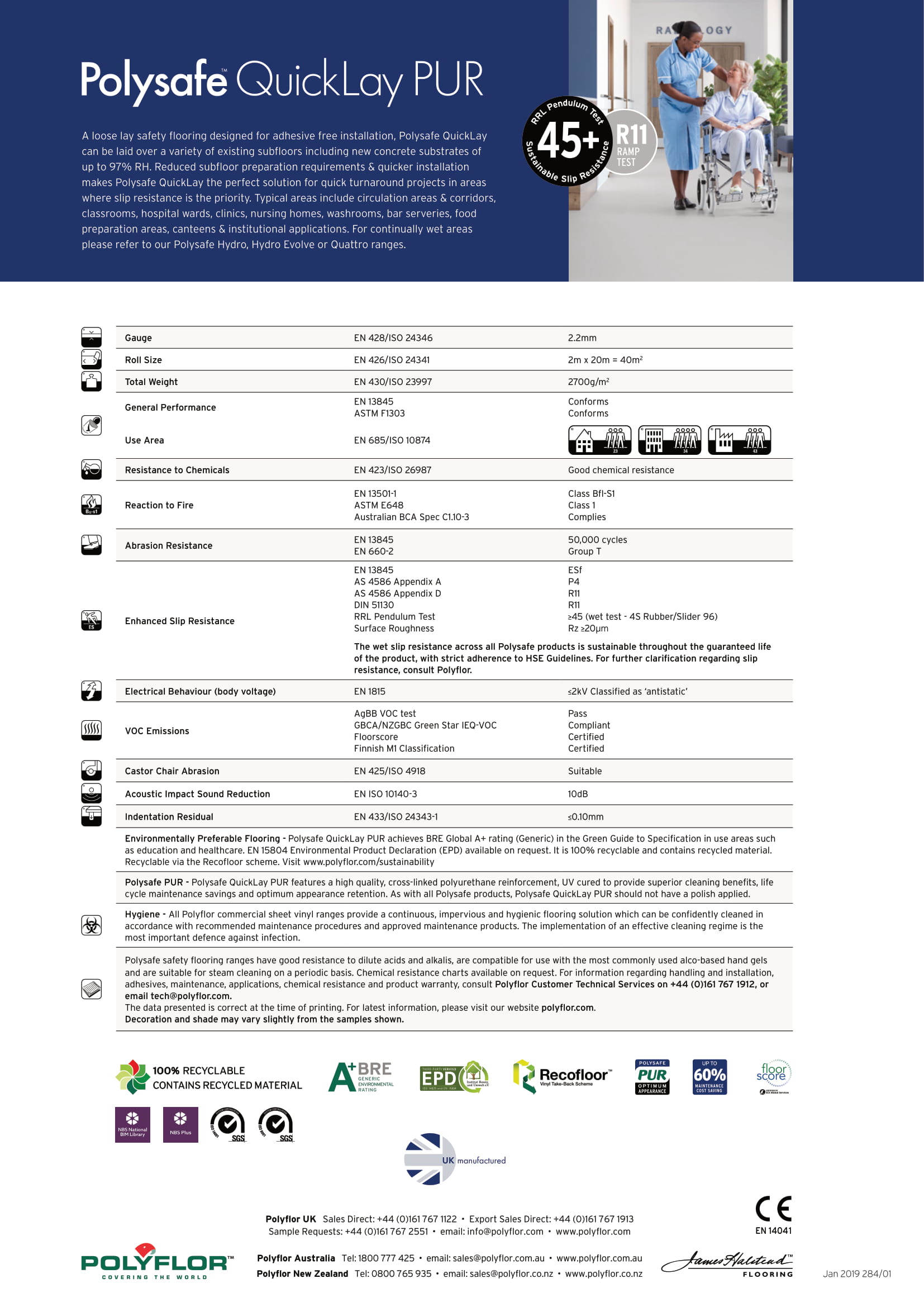 Polysafe QuickLay Midnight Blue 6245 | Safety Flooring UK