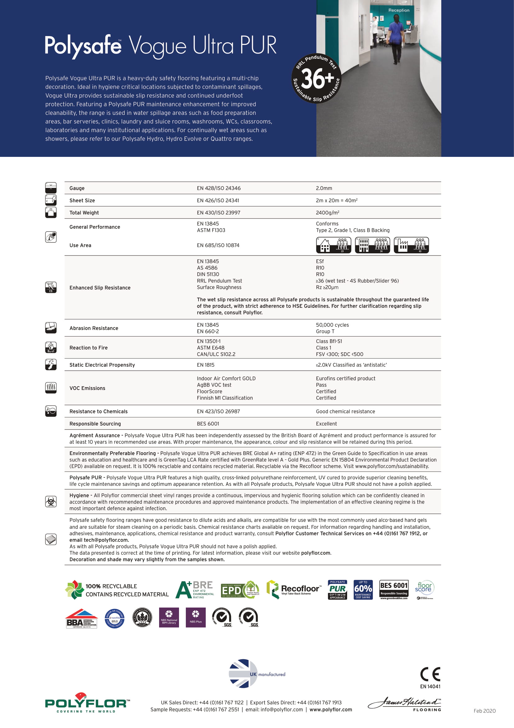 Polysafe Vogue Ultra - Seawater | Safety Flooring UK